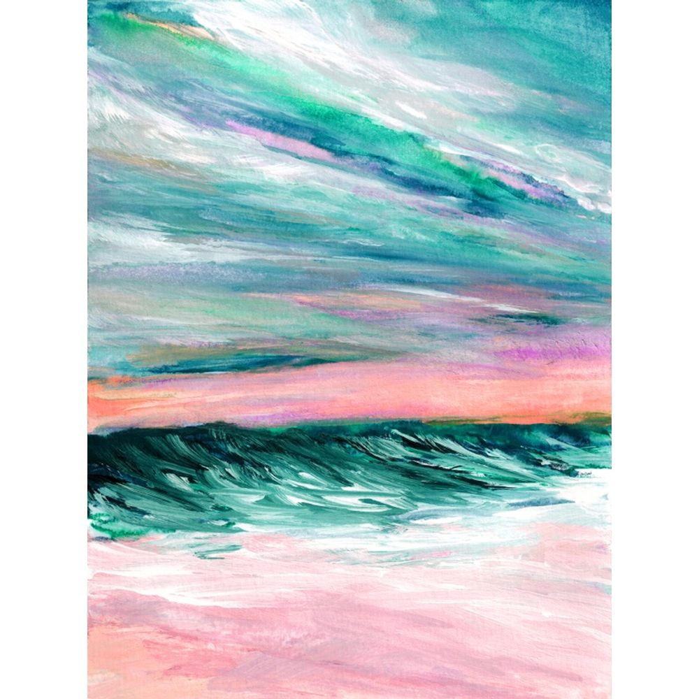 TROPICAL TIDE 2, COLORIDO OCEANO MARE ONDAS NUVENS PINTURA - urbanarts