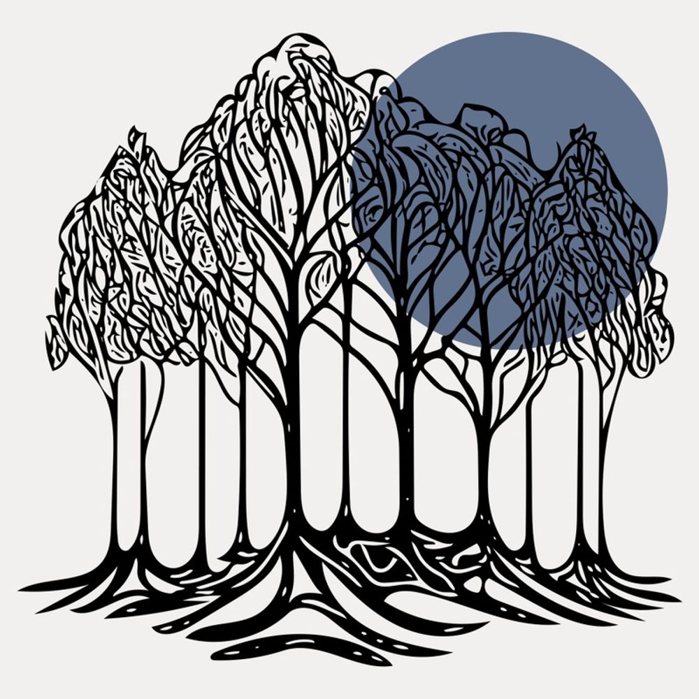 LINE ART - ARVORES E A LUA - urbanarts